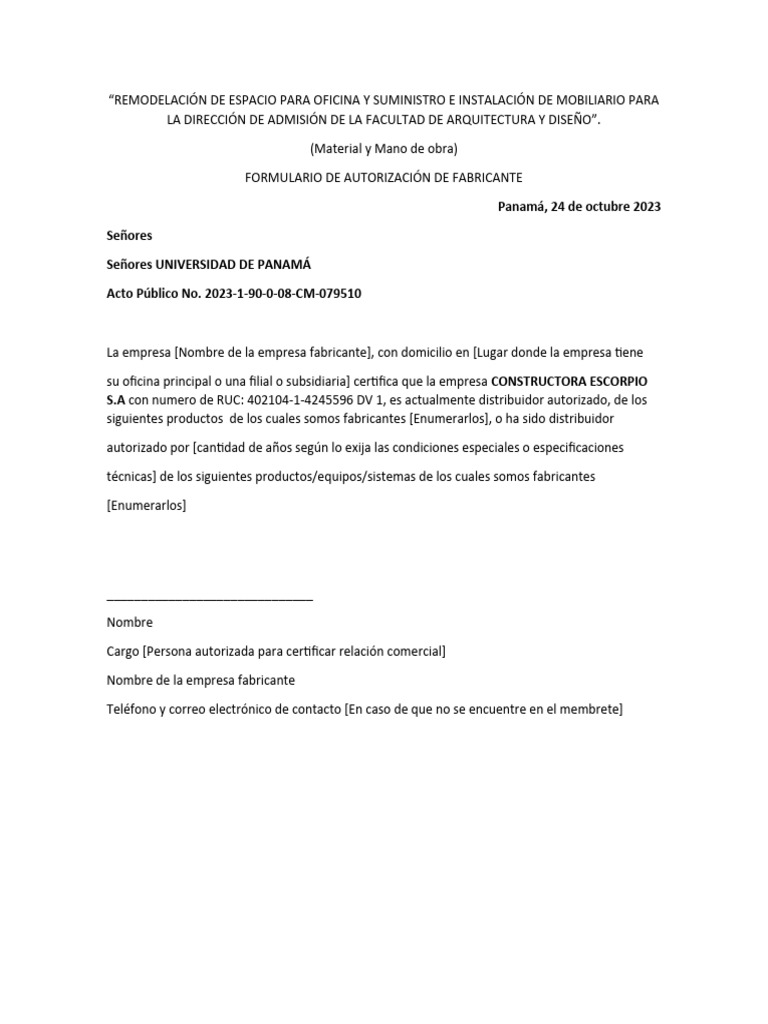 Carta y Muebles TANDOR | PDF | Materiales