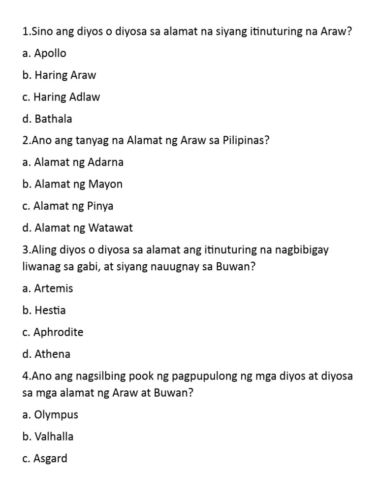 Assessment Test Sa Filipino 7 | PDF