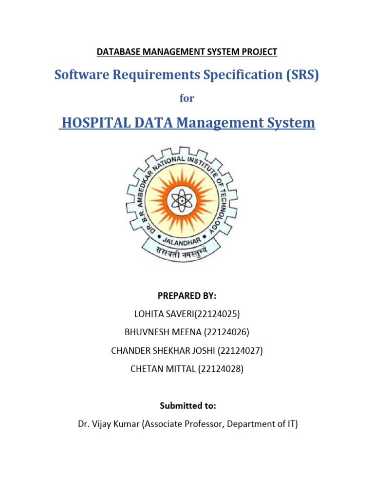 HOSPITAL DATA Management System: Software Requirements Specification (SRS) | PDF | World Wide ...