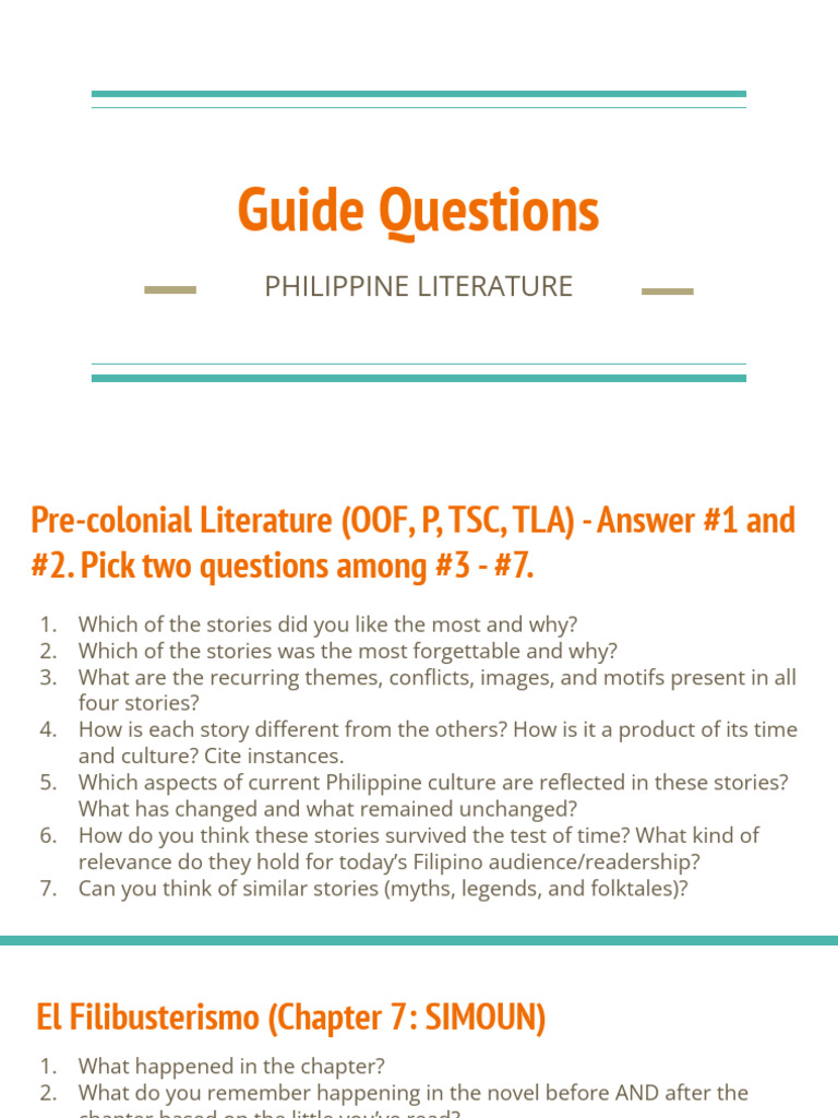 Guide Questions - College | PDF | Plot (Narrative)