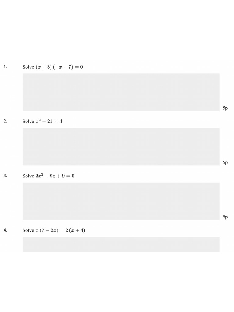 Solving Quadratic Equation (Quiz Type a) | PDF