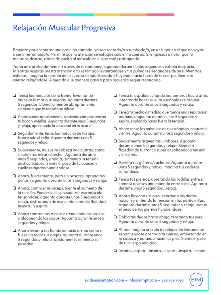 Guía de Relajación Muscular Progresiva | PDF | Anatomía humana