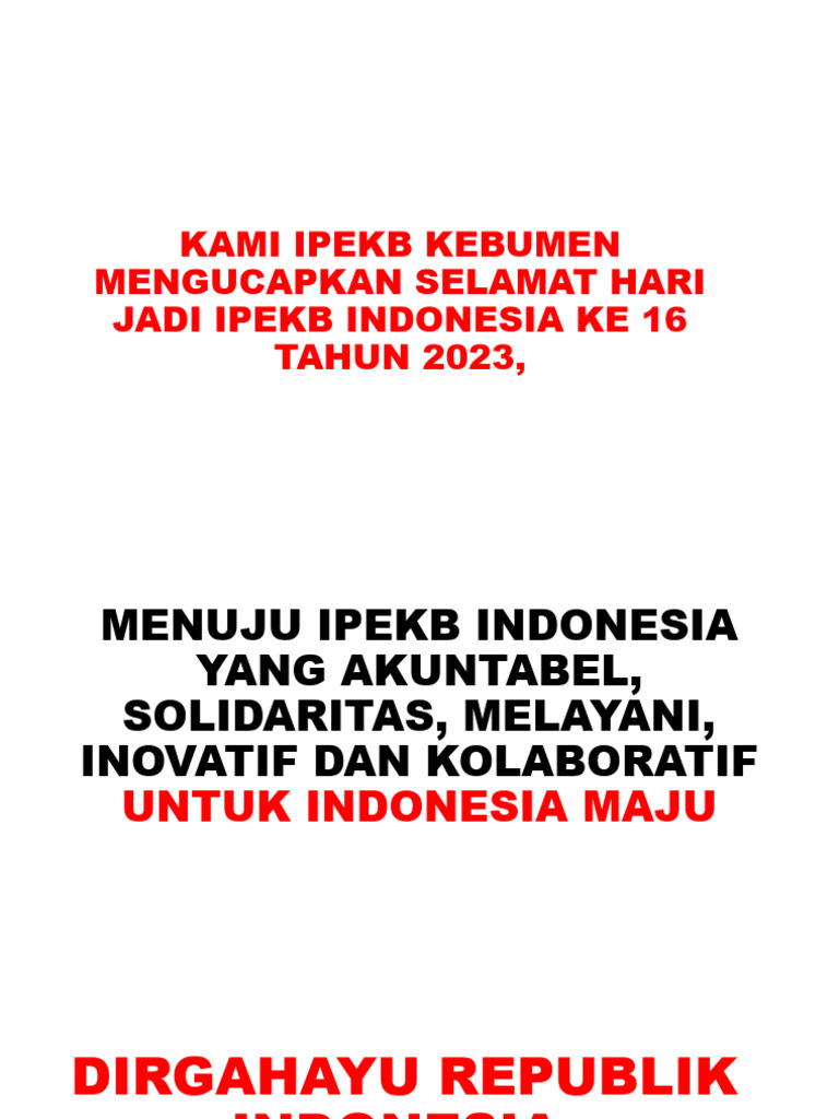 KAMI IPEKB MENGUCAPKAN SELAMAT HARI JADI IPEKB | PDF
