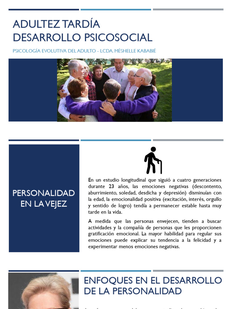 13 Adultez Tardía y Desarrollo Psicosocial 2023 | PDF | Adultos | Vejez