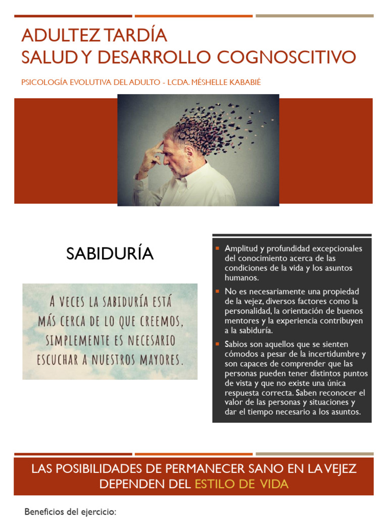 12 Adultez Tardía Salud y Desarrollo Cognoscitivo | PDF | Demencia | Adultos
