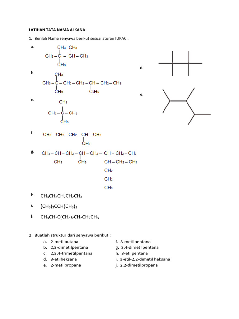 Latihan Soal Tata Nama Alkana | PDF