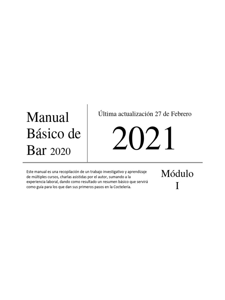 Manual Basico de Bar Modulo I | PDF | Bar (Establecimiento) | Vino
