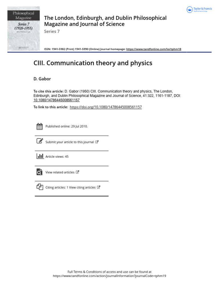 CIII Communication Theory and Physics | PDF | Photon | Electron