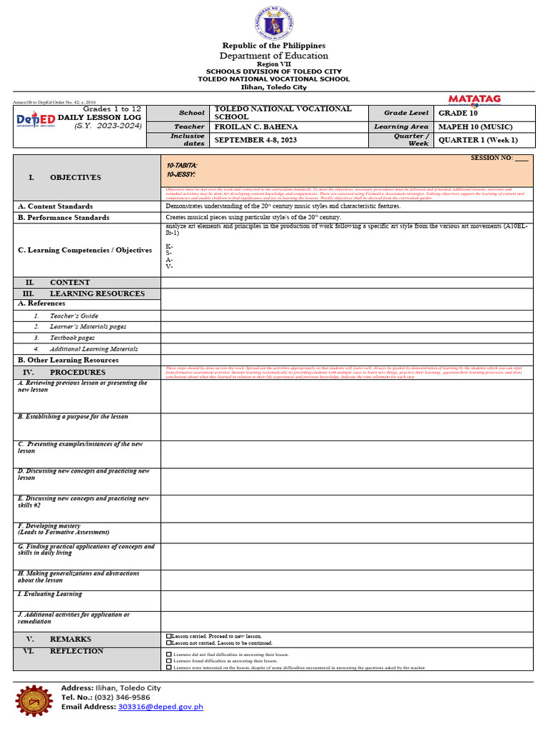 1 DAY LESSON LOG (English) | PDF | Learning | Educational Assessment