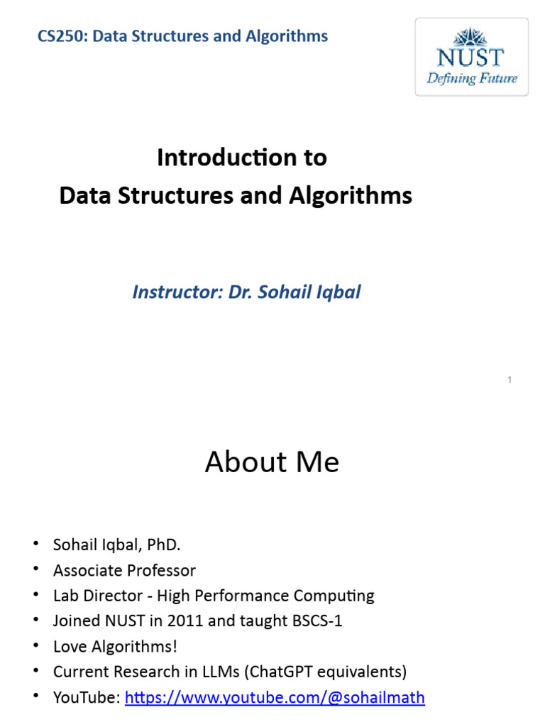 01 Intro To Course DSA | PDF | Database Index | Pointer (Computer Programming)