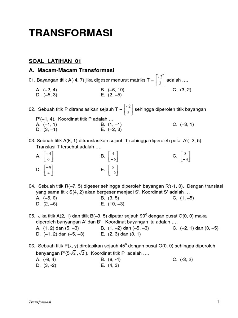 1b.latihan Macam Macam Transformasi | PDF