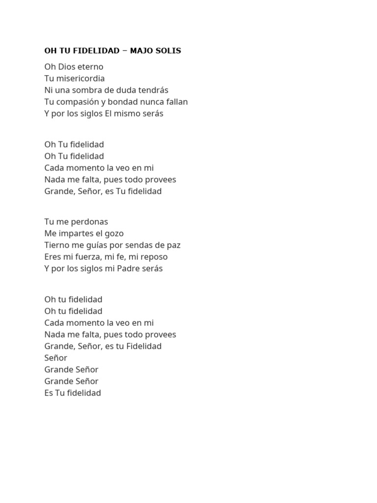 Oh Tu Fidelidad-Letra | PDF