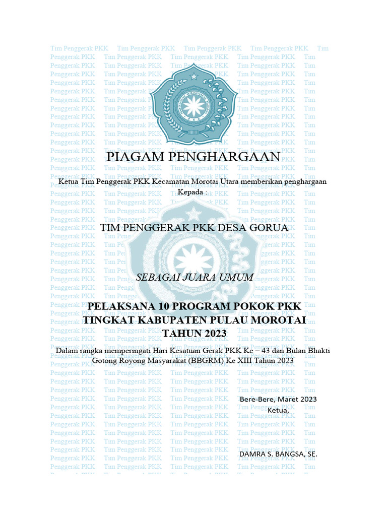 Piagam 10 Pokok PKK | PDF