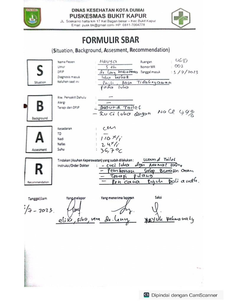 5.3.2.c Bukti Sbar Yang Tercatat Dalam Formular Sbar | PDF