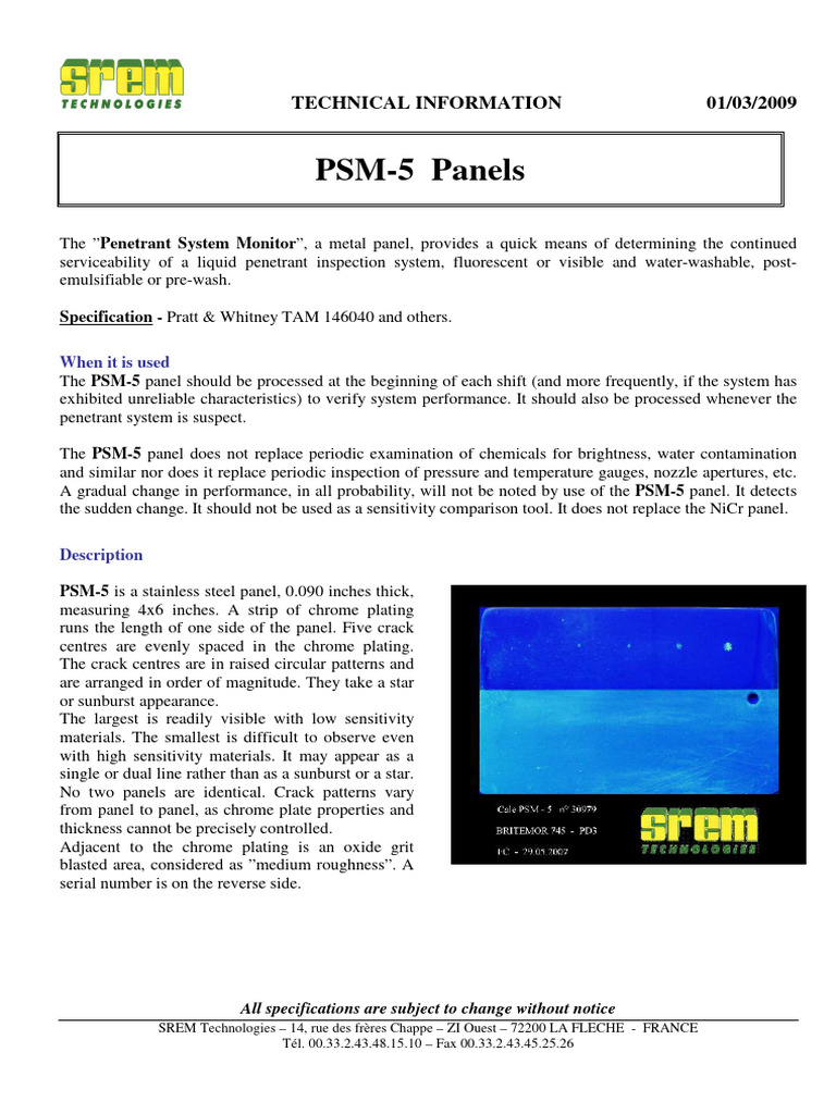PSM-5 Panels: Technical Information 01/03/2009 | PDF | Chromium | Stars