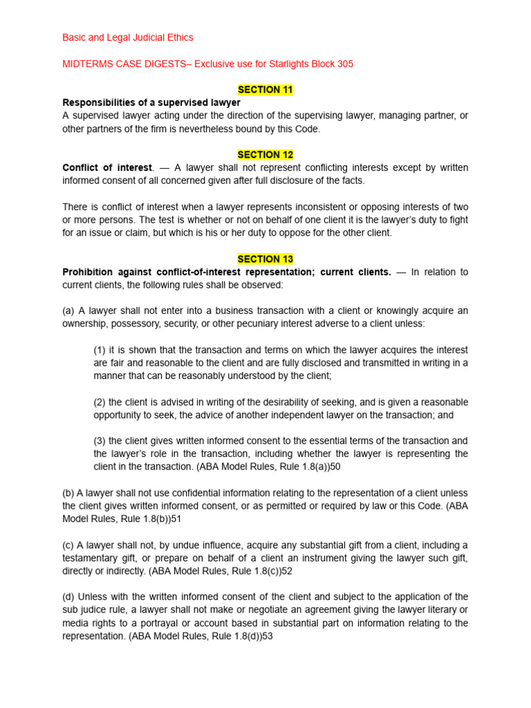 3 DIGESTS Basic Legal Ethics | PDF | Conflict Of Interest | Lawyer