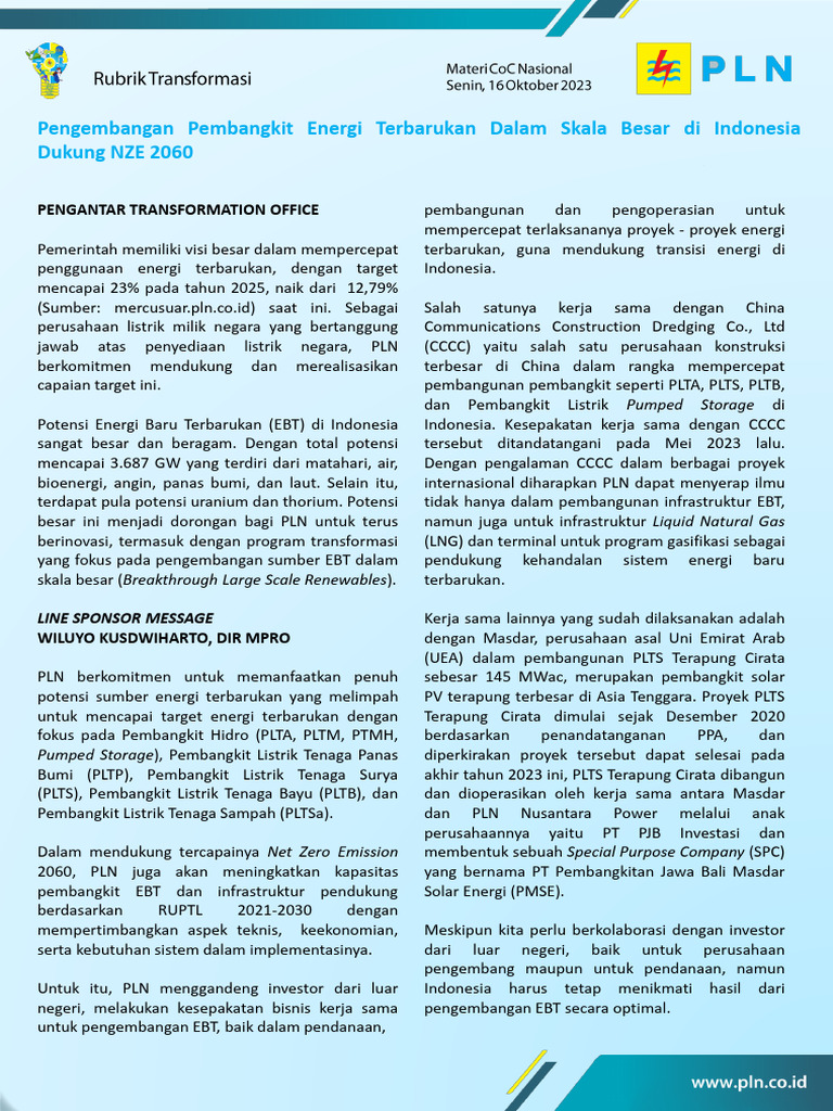 Materi Coc Nasional - Rubrik Transformasi - Pengembangan Pembangkit ...