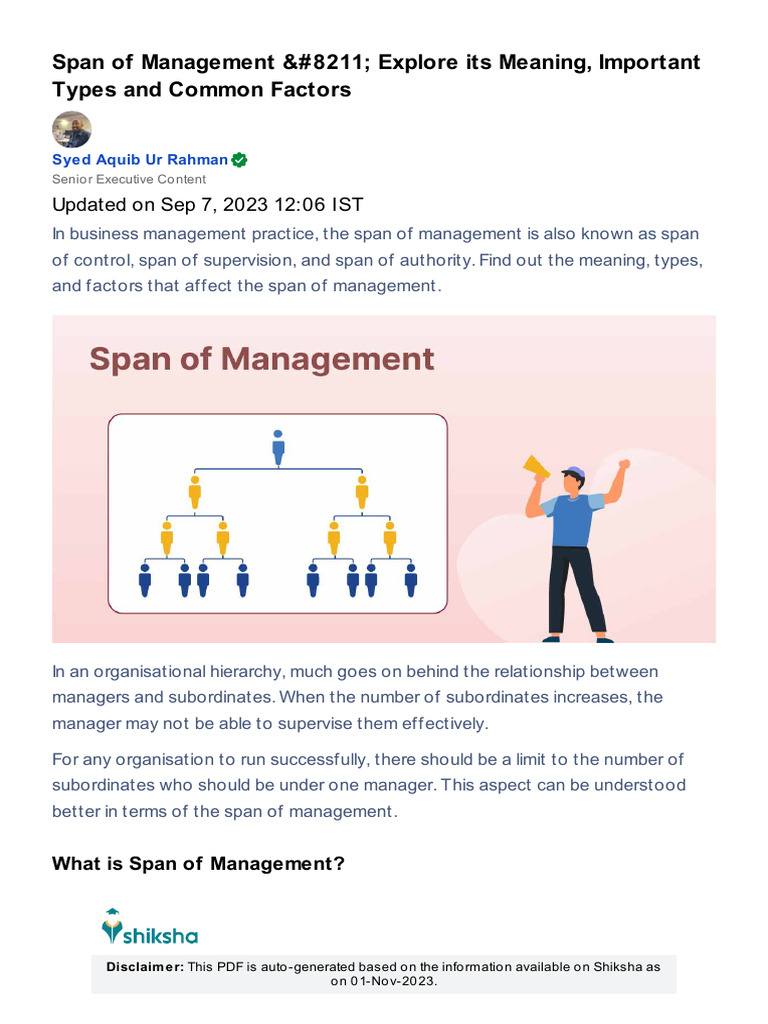 Understanding Span of Management | PDF | Hierarchy | Business
