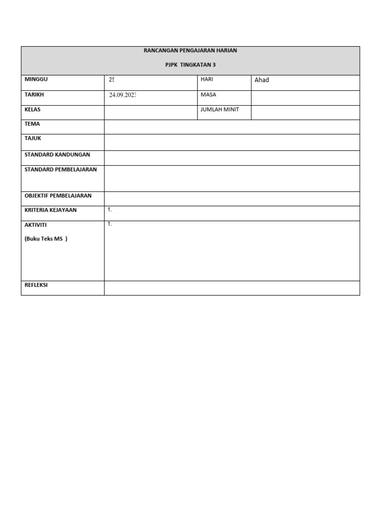 RPH Tapak Kosong | PDF