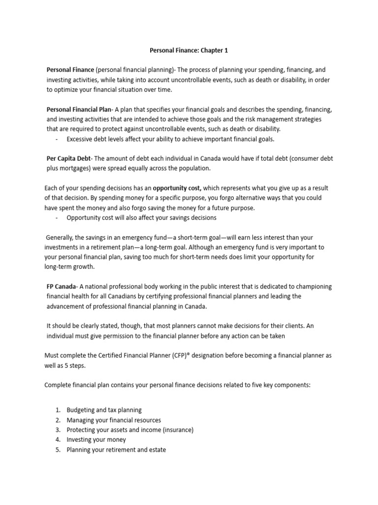 Personal Finance - Chapter 1 | PDF | Market Liquidity | Investing