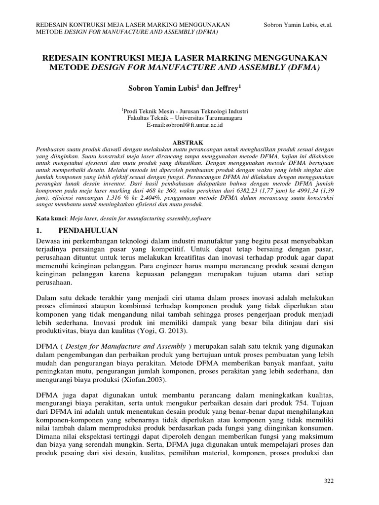 Redesain Kontruksi Meja Laser Marking Menggunakan Metode Design For ...