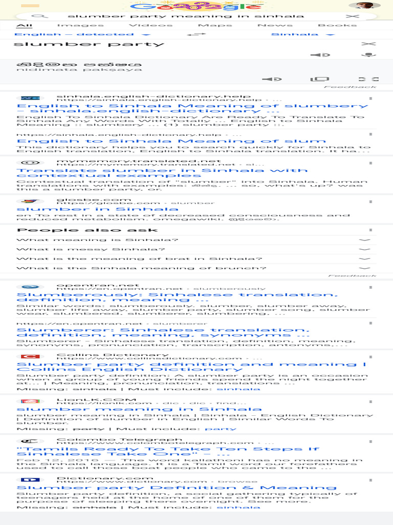 Slumber Party Meaning in Sinhala - Google Search | PDF | Linguistics ...