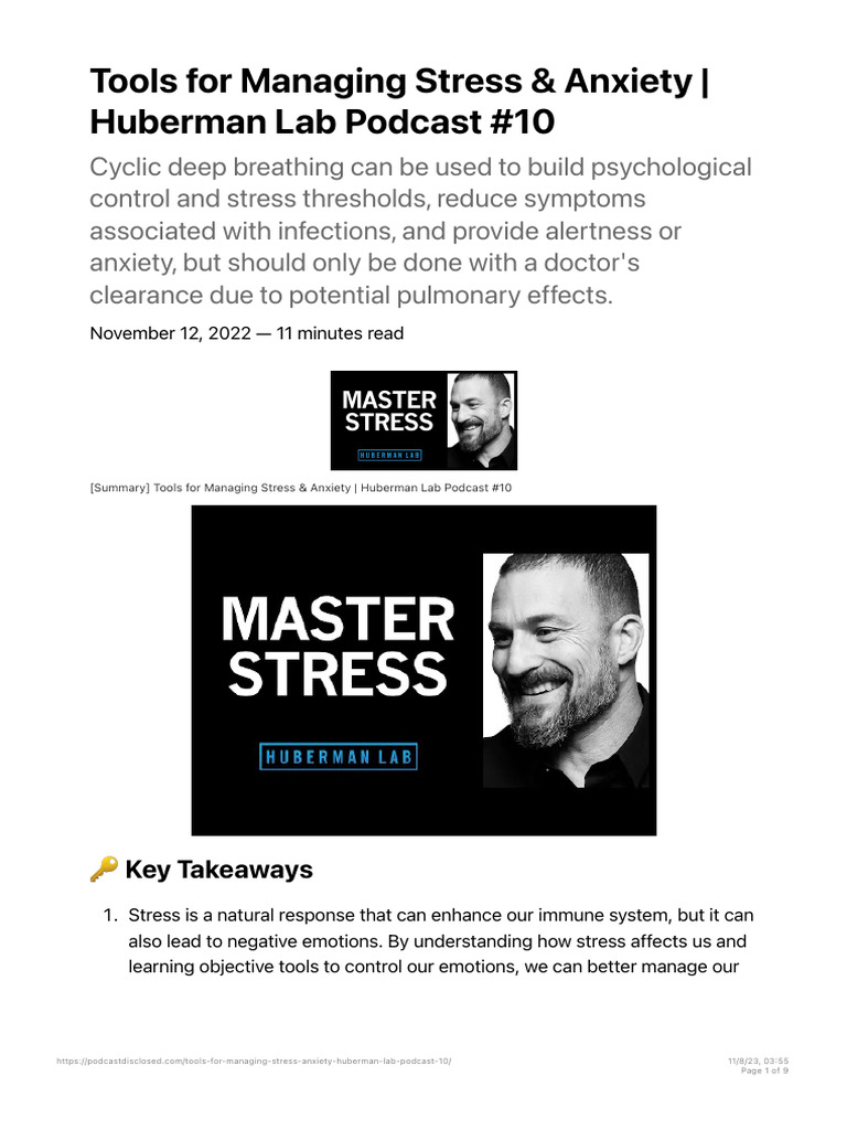 Tools for Managing Stress & Anxiety | Huberman Lab Podcast #10 | PDF ...