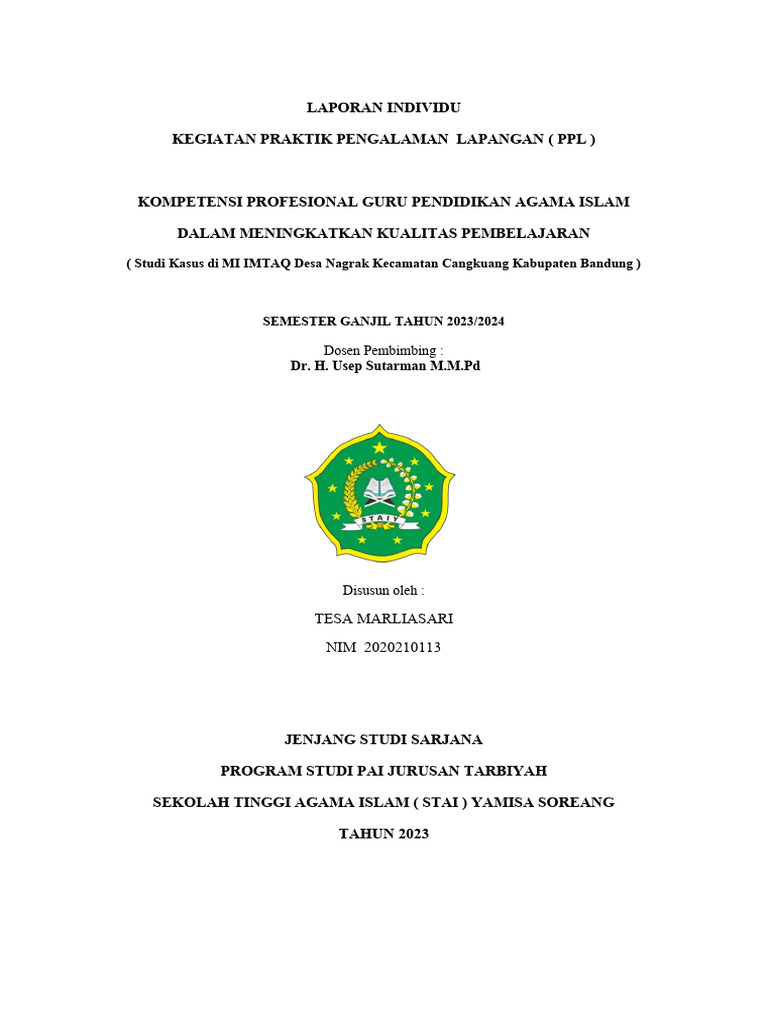 PPL Pendidikan Agama Islam di MI IMTAQ | PDF