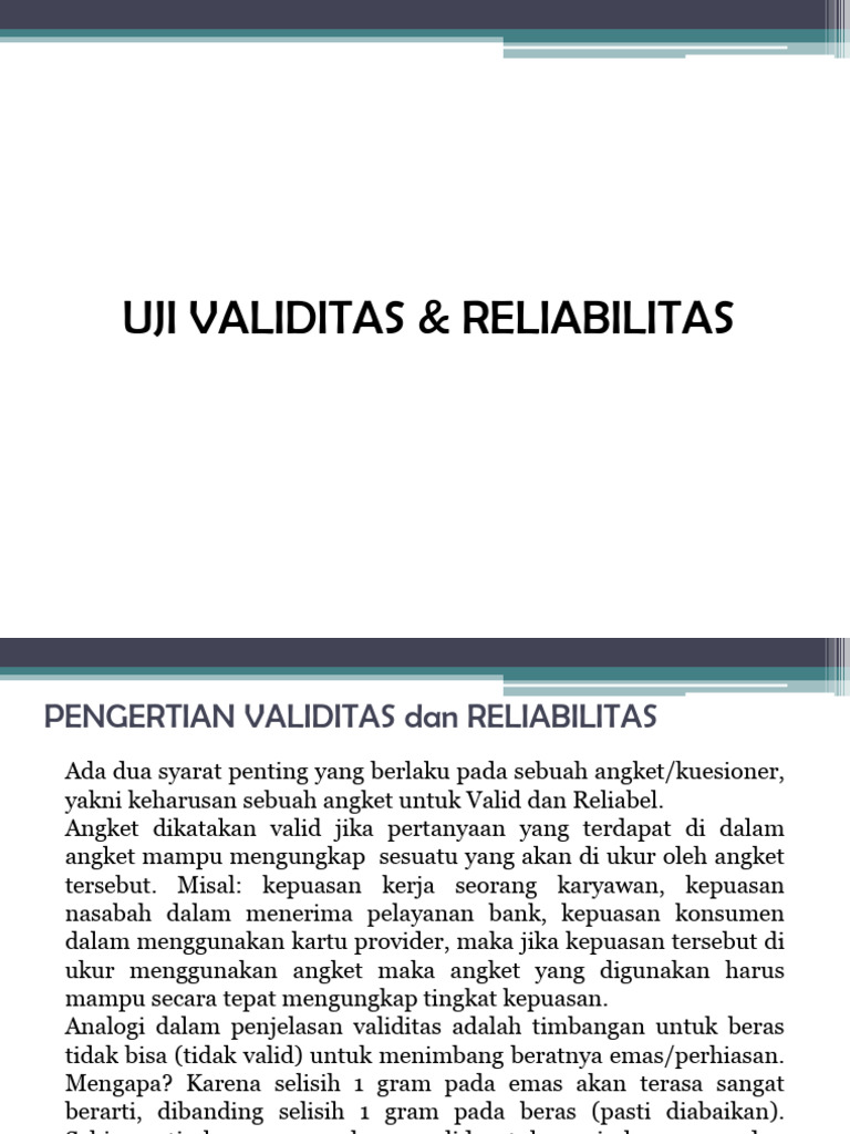 Uji Validitas dan Reliabilitas Angket | PDF | Bisnis | Pengelolaan ...