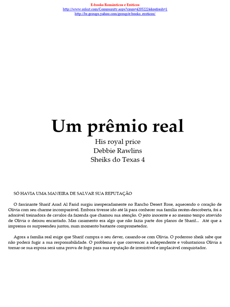 4 - Um Prűmio Real - Debbie Rawlins | PDF | Cavalos | Beijo