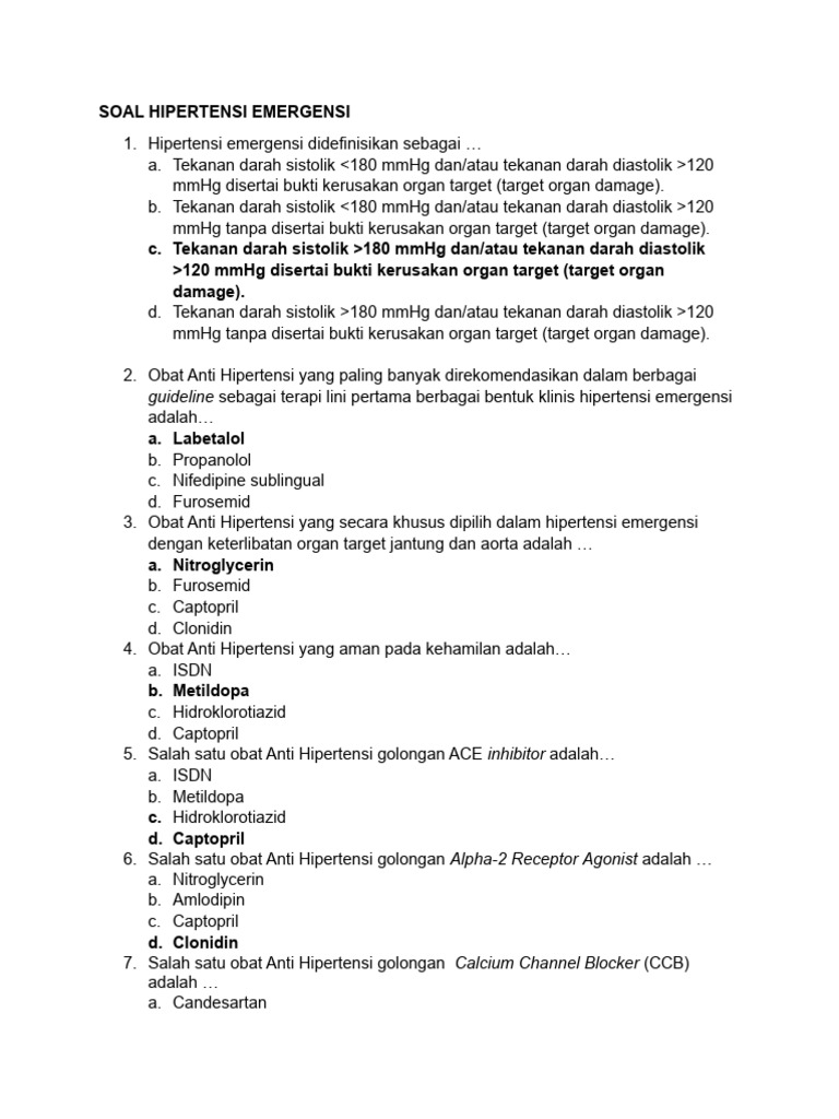 Soal Hipertensi Emergensi | PDF | Kesehatan Holistik | Sains & Matematika