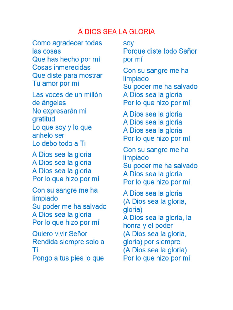 A Dios Sea La Gloria | PDF