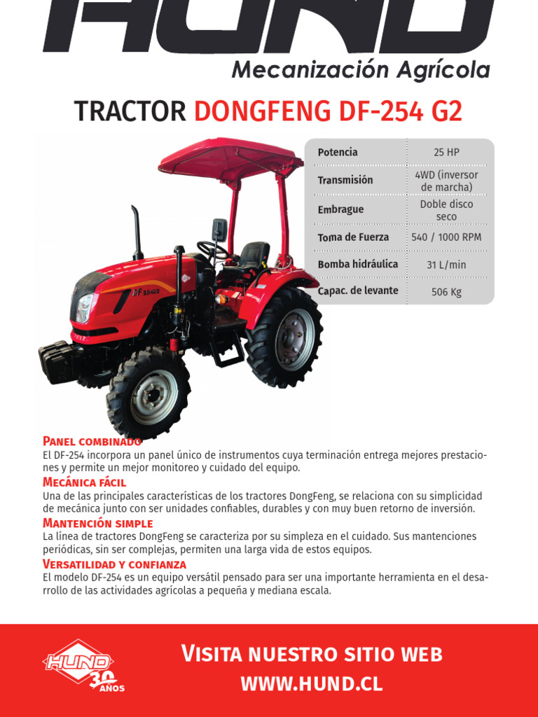 Tractor DF 254 G2 | PDF | Tractor | Caballo de fuerza