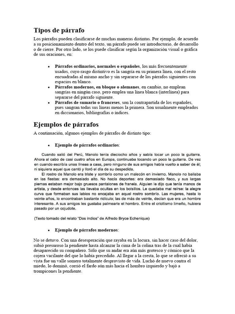 Tipos de Párrafos y Ejemplos | PDF