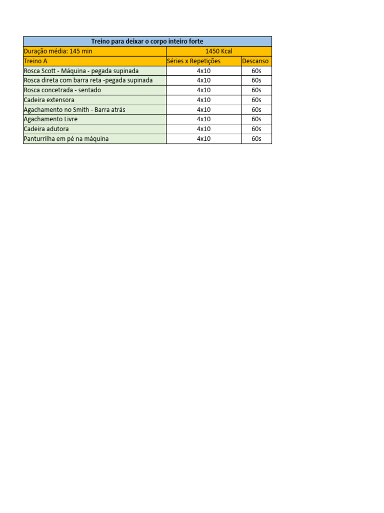 Planilha De Treino Abcd Pdf Anatomia Humana Esportes Individuais