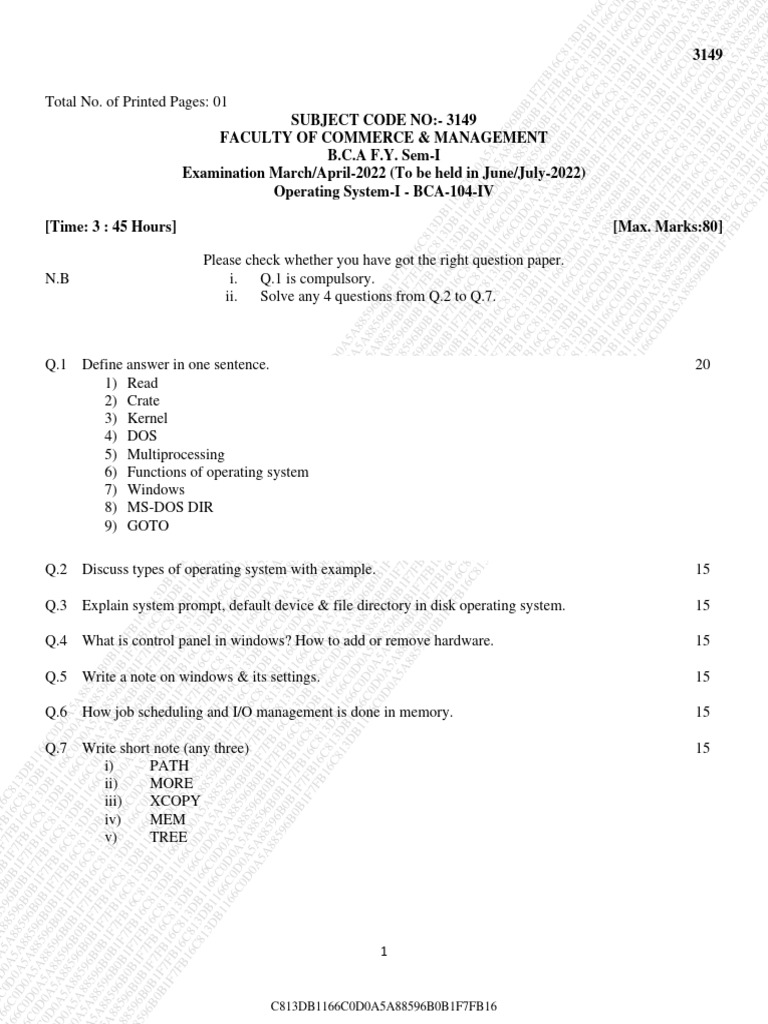 Operating System I BCA 104 IV | PDF | Utility Software | Computer ...