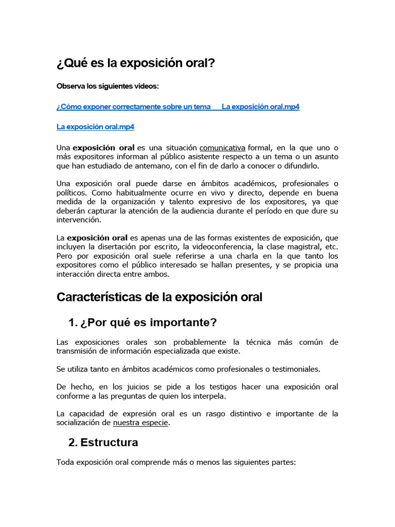 Qué es la exposición oral (1) | PDF | Información