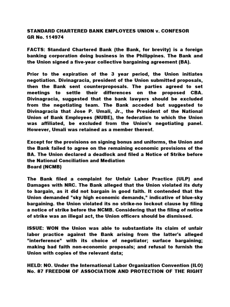 Standard Chartered Bank Employees Union v. Confessor | PDF | Strike Action | Trade Union