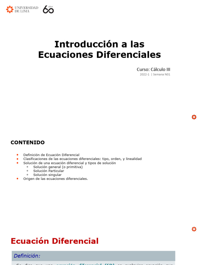 CLASE 1 - 2-Segunda Parte - 1-S01 - C3 - Introducción-ED | PDF | Ecuación diferencial parcial ...