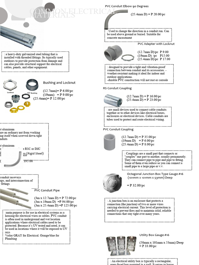 Electrical Materials Price List | PDF | Electrical Wiring | Equipment
