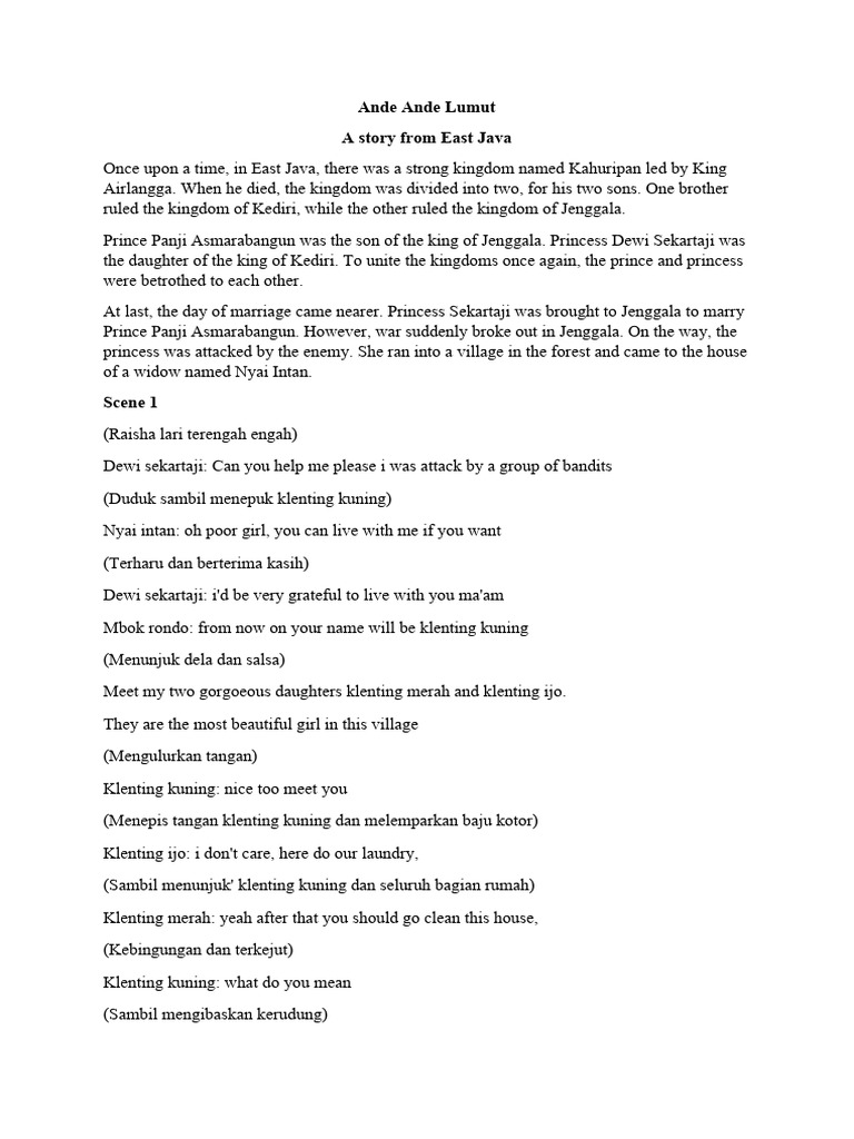 Ande Ande Lumut: A Javanese Tale | PDF | Mythological Royalty | Fairy ...