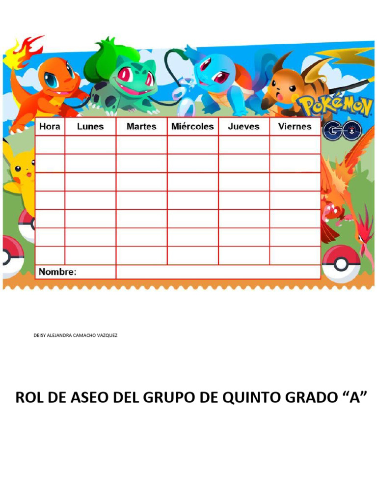 Rol de Aseo de Grupo | PDF