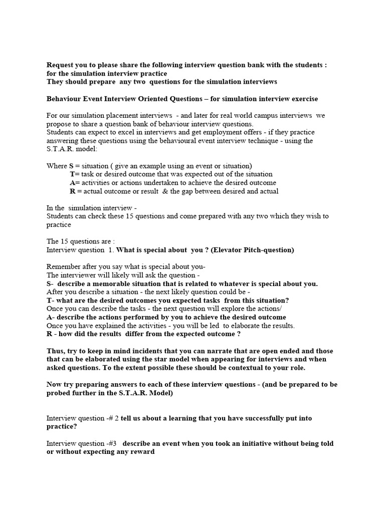 Simulation Interview Prep Guide | PDF | Behavior | Simulation