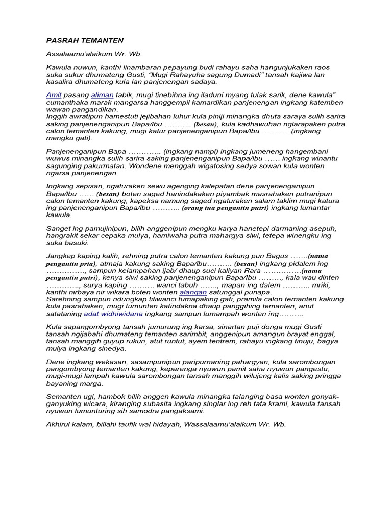 Teks Pasrah & Tampi Manten | PDF