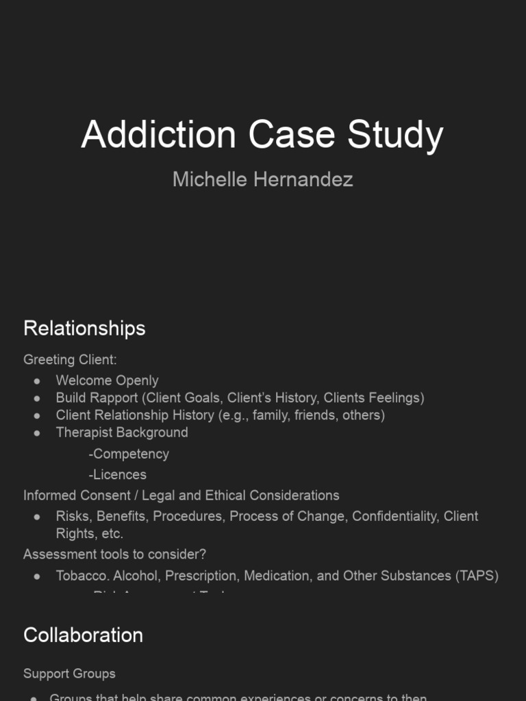 CNL 501 - T7 Addiction Case Study E-Portfolio | PDF | Substance Use Disorder | Addiction