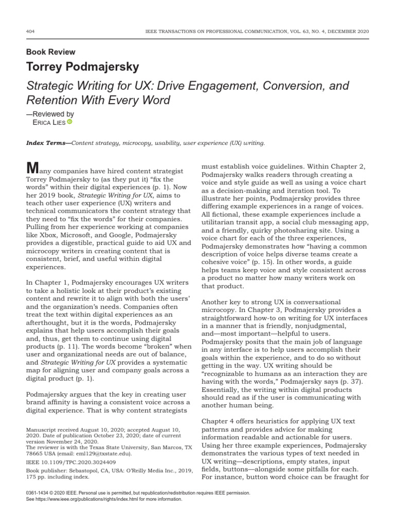 Strategic Writing For UX Drive Engagement Conversion and Retention With ...