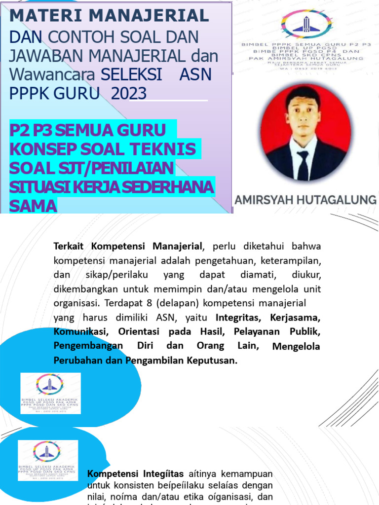 MATERI CONTOH SOAL Dan JAWABAN MANAJERIAL WAWANCARA ASN PPPK GURU 2023 | PDF | Karier & Perkembangan