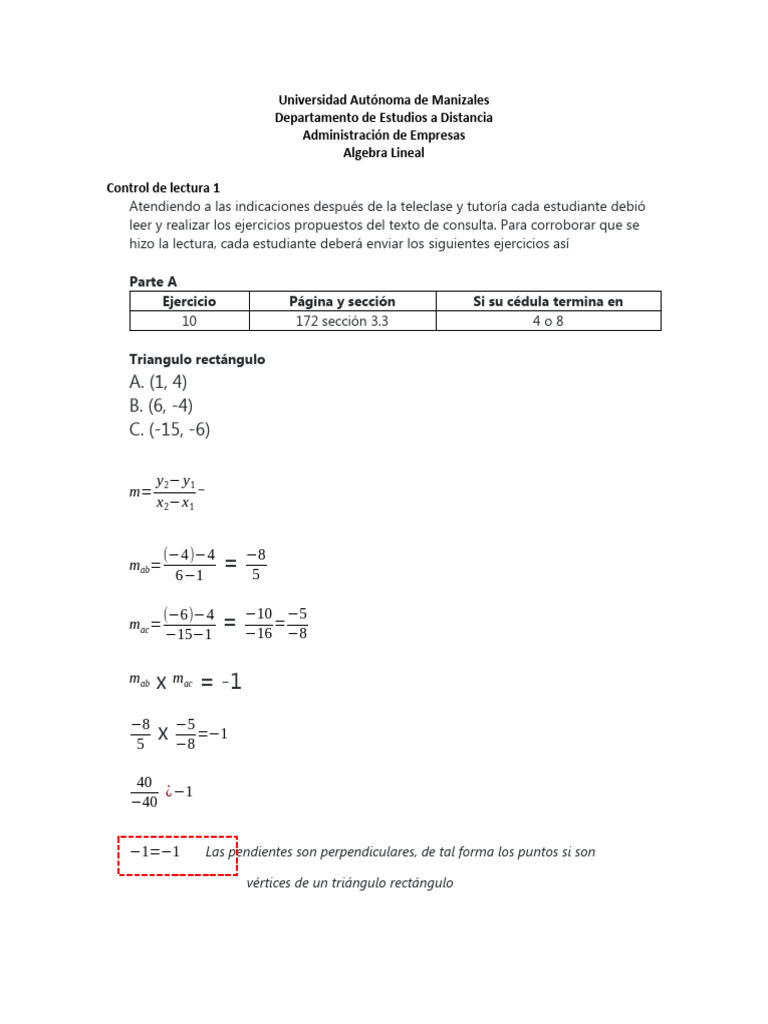 Indicaciones Control de Lectura 1 | PDF | Geometría Elemental | Geometría del plano euclidiano