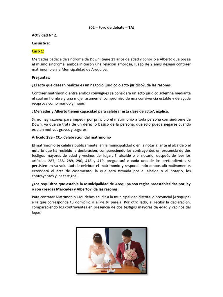 S02 - Foro de Debate | PDF | Matrimonio | Voluntad y testamento