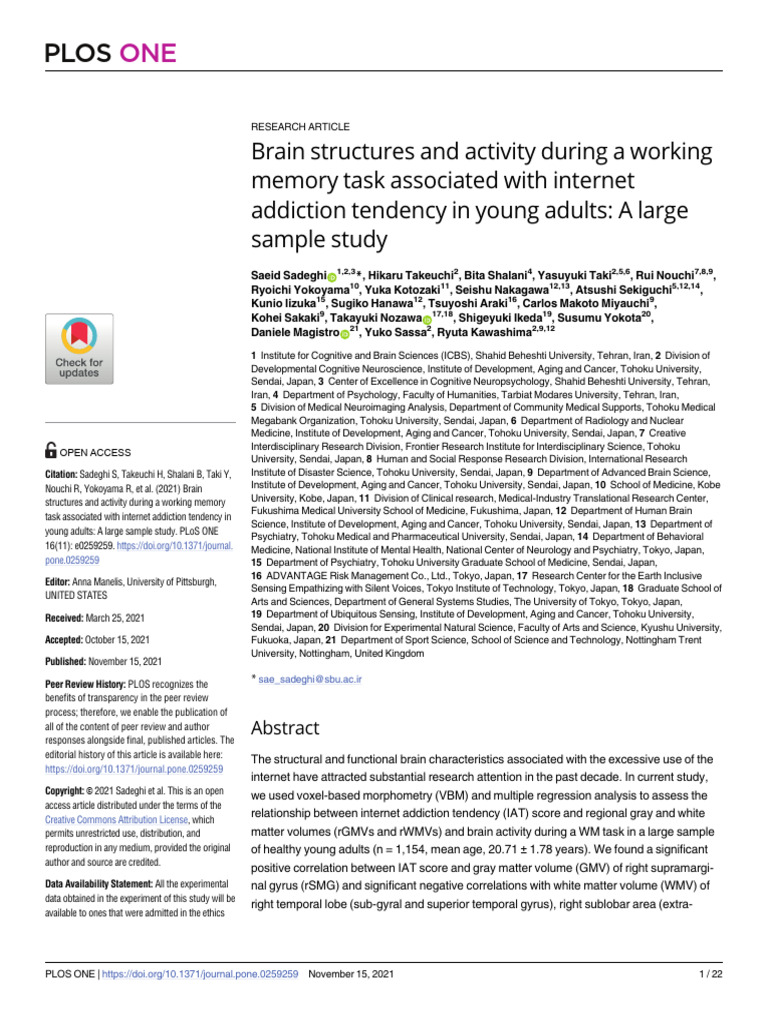 Brain Structures and Activity During A Working Memory Task Associated With Internet Addiction ...